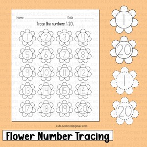 Spring Tracing Pages Number Worksheets Missing Numbers 1-10 1-20 ...