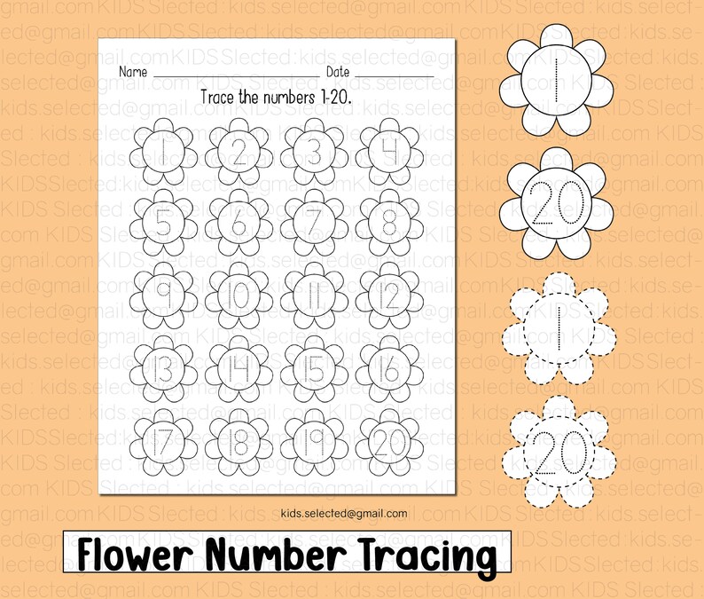 Spring Tracing Pages Number Worksheets Missing Numbers 1-10 1-20 ...