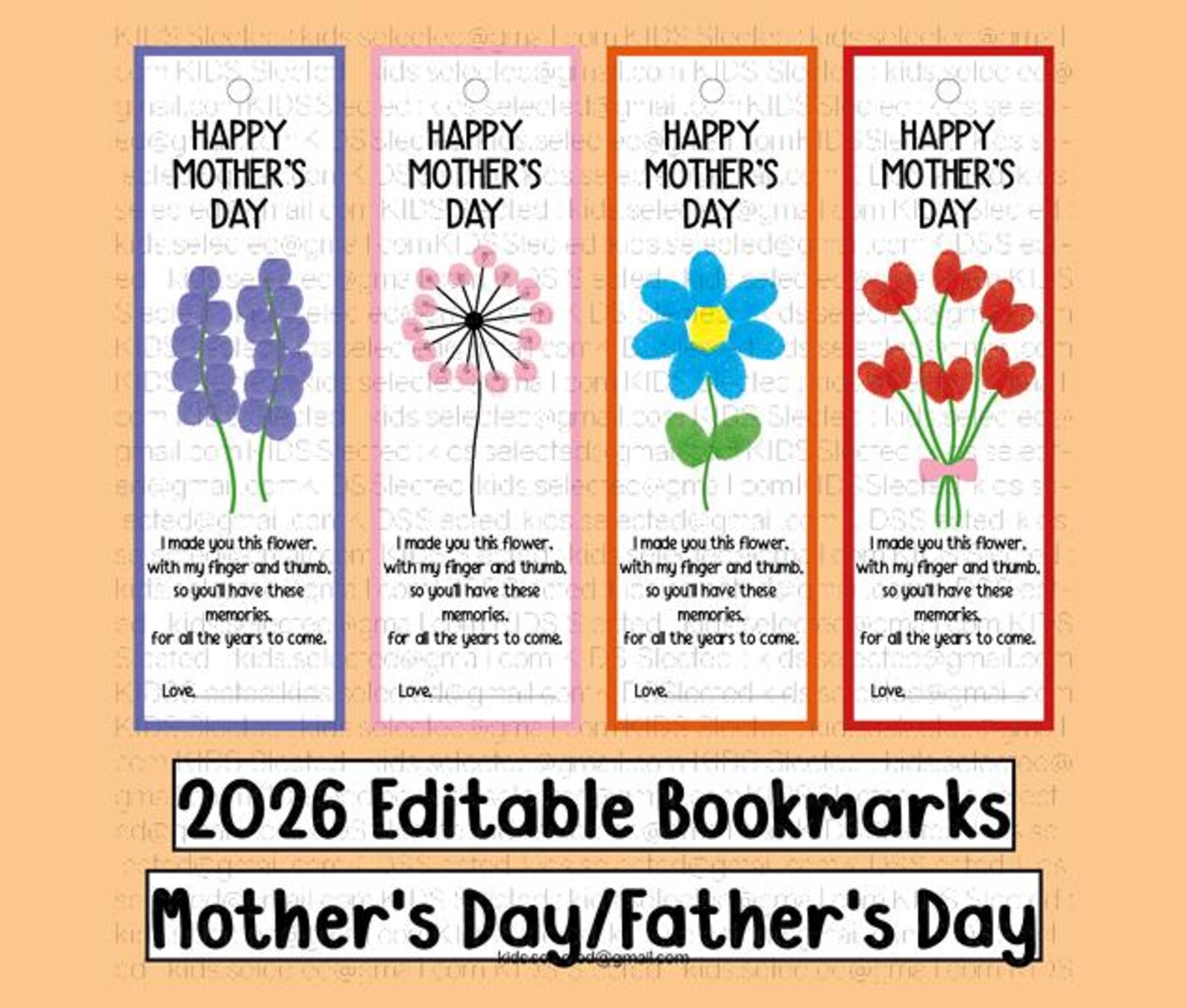 Mothers Day Bookmark Craft Flower Fingerprint Fathers Day Card Activity ...