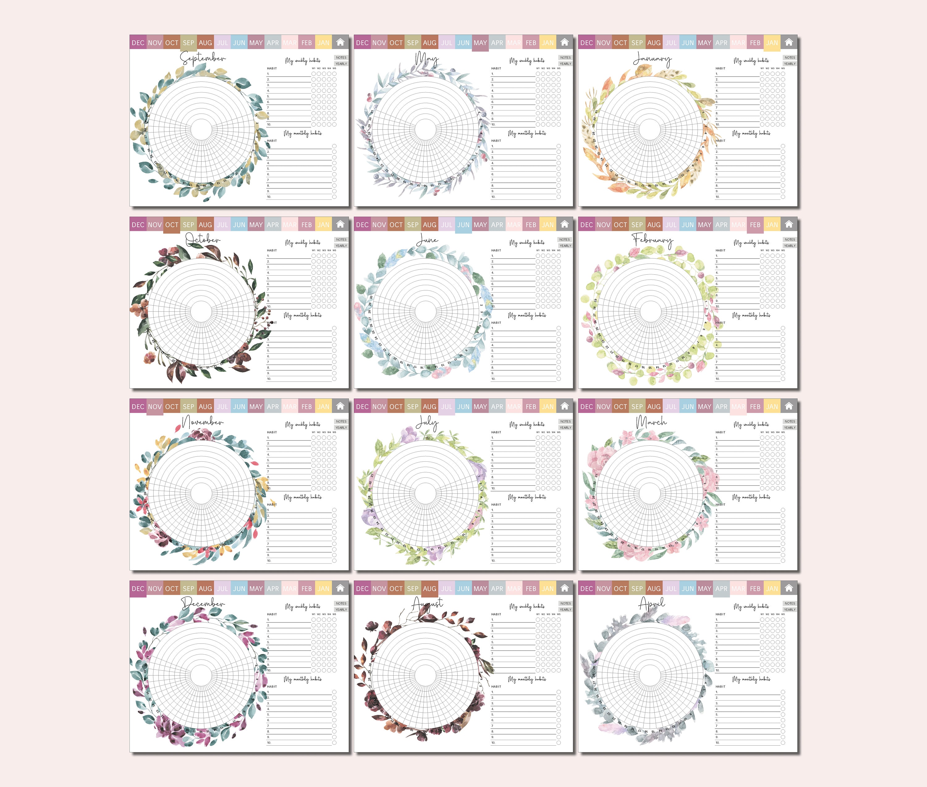 Monthly Habit Tracker Digital Notebook 12 Hyperlinked Tabs for ...