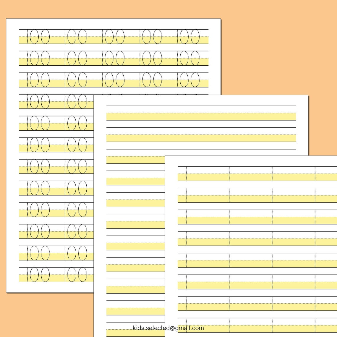 Handwriting Practice Sheet Highlighted Paper Yellow Lines Tracing ...