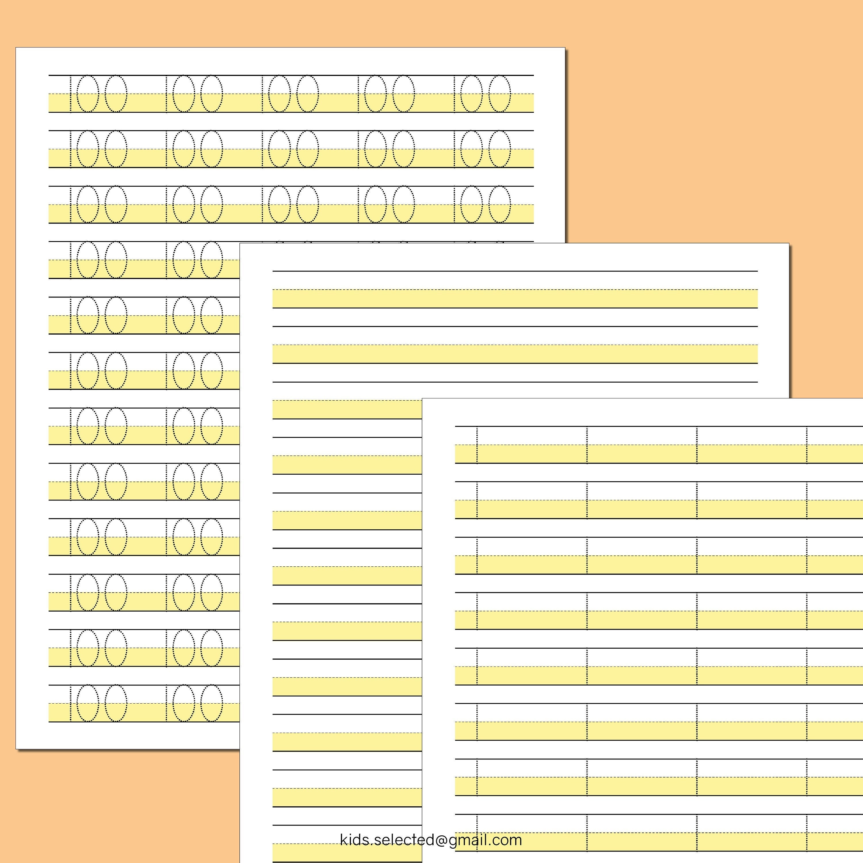 Handwriting Practice Sheet Highlighted Paper Yellow Lines Tracing ...