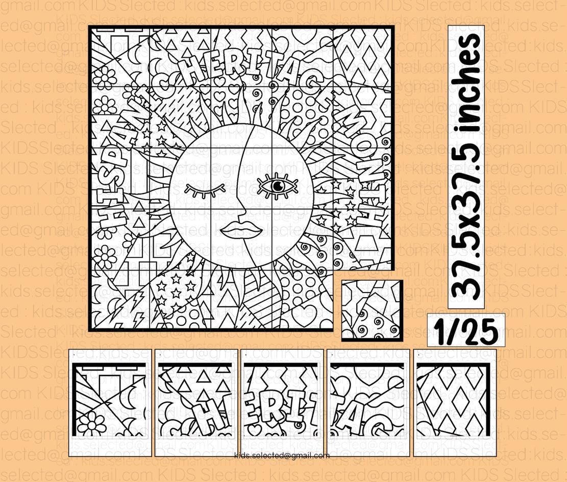 Hispanic Heritage Month Bulletin Board Collaborative Poster Coloring ...