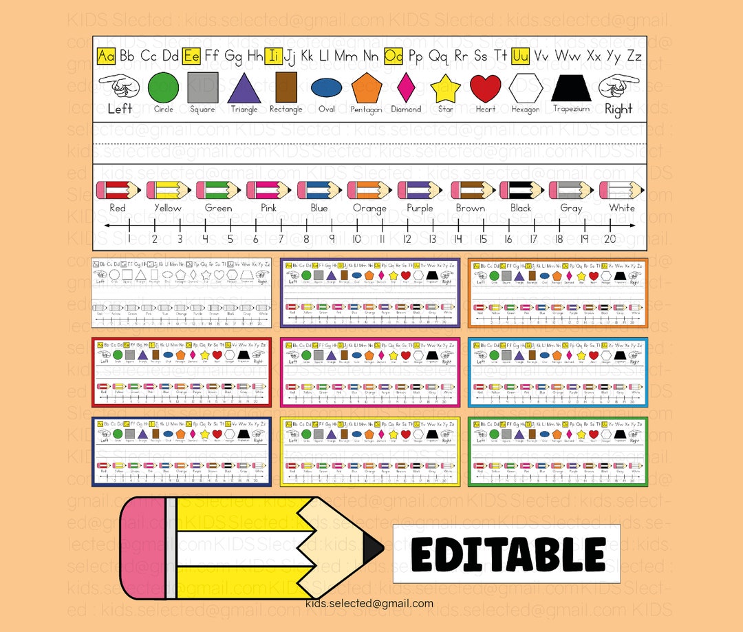 Editable Name Plates for Kids Rainbow Pencil Printable Student Desk ...