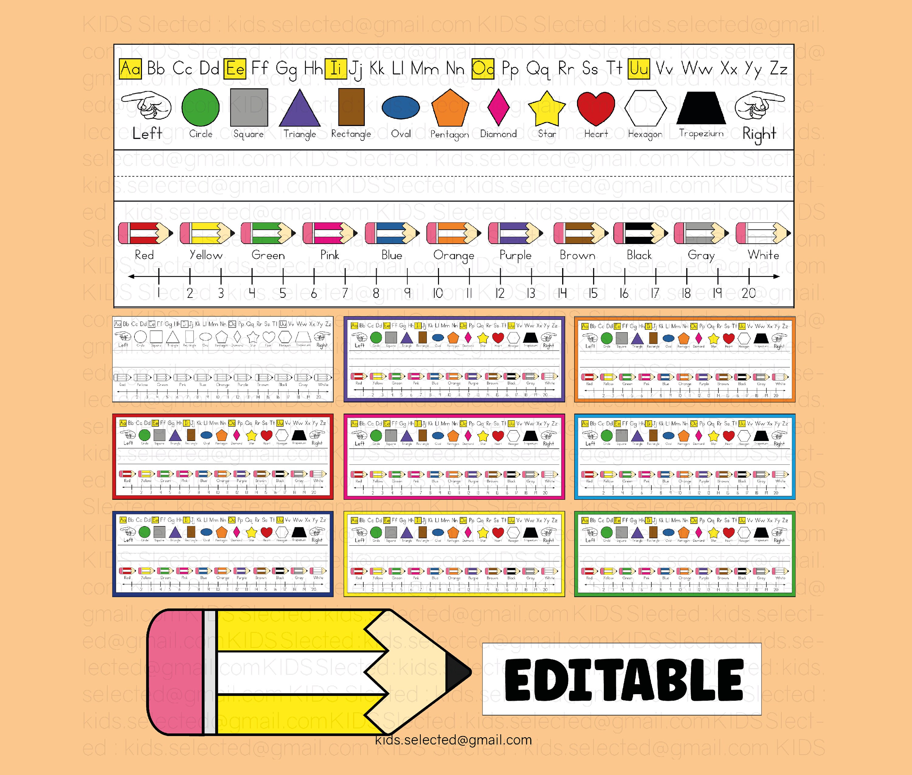 Editable Name Plates for Kids Rainbow Pencil Printable Student Desk ...