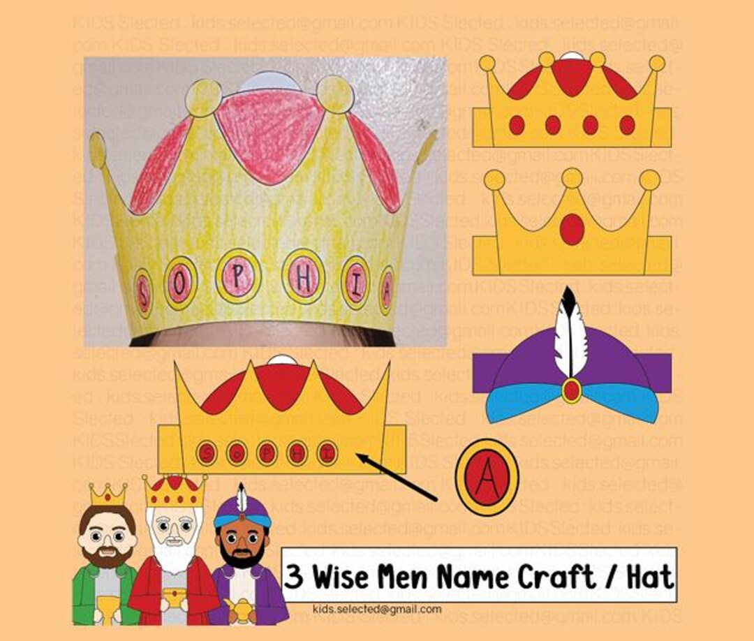 Epiphany Crown Three Kings Day Hat Craft Name Writing 3 Wise Men ...