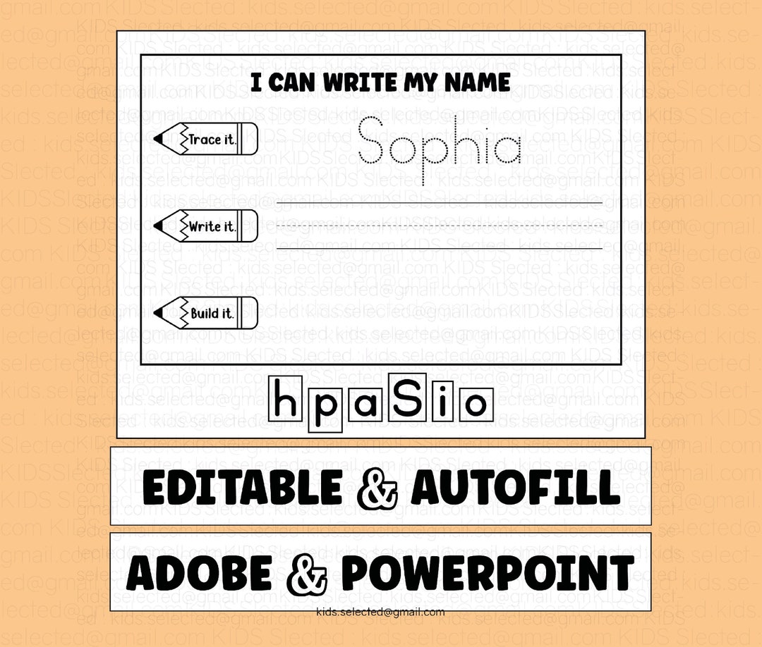 Editable Name Tracing Worksheet Printable Autofill Handwriting Practice ...