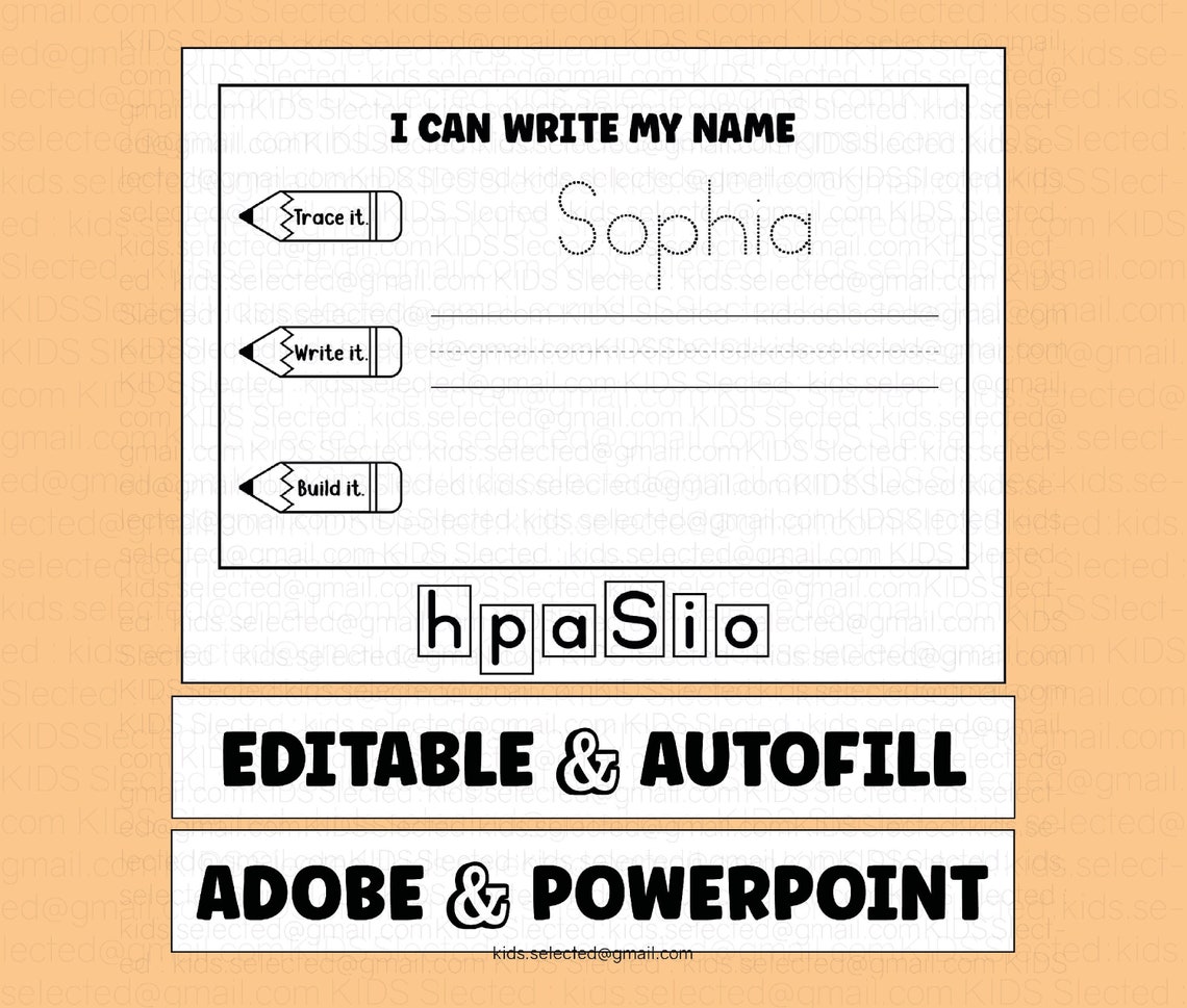 Editable Name Tracing Worksheet Printable Autofill Handwriting Practice ...