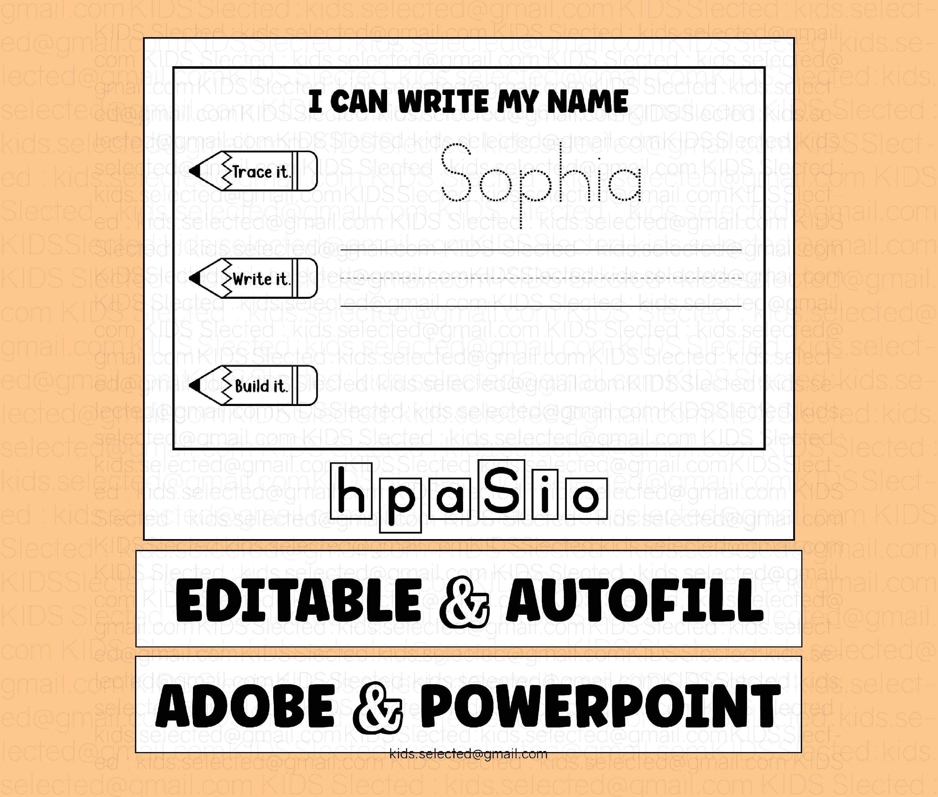 Editable Name Tracing Worksheet Printable Autofill Handwriting Practice ...