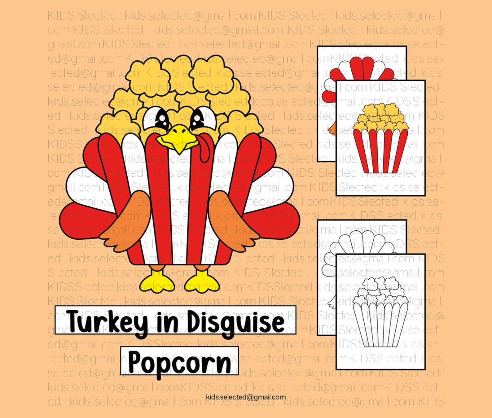 Turkey in Disguise Popcorn Templates Thanksgiving Craft Cut and Paste ...