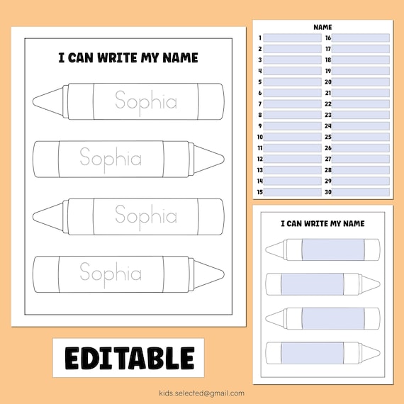Custom Name Tracing Sheet Editable Name Writing Practice - Etsy