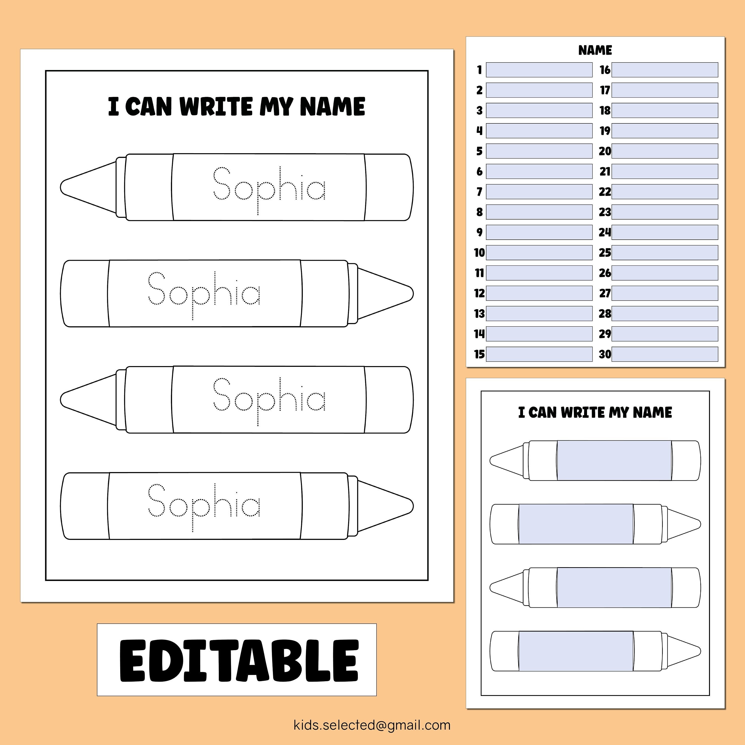 Custom Name Tracing Sheet Editable Name Writing Practice Worksheet ...