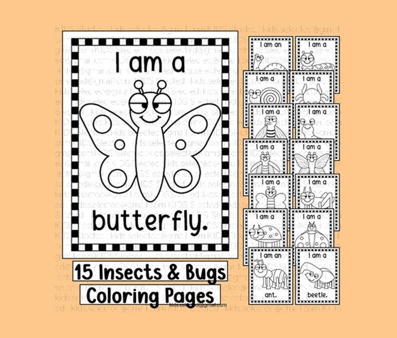 Bugs and Insects Coloring Pages Printable Spring Preschool Kindergarten ...