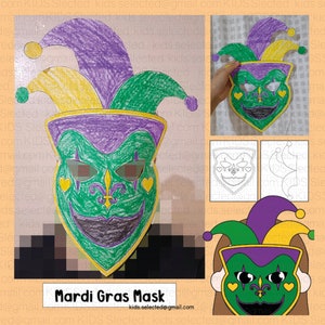Mardi Gras Mask Craft Jester Coloring Pages Activities for Kids ...