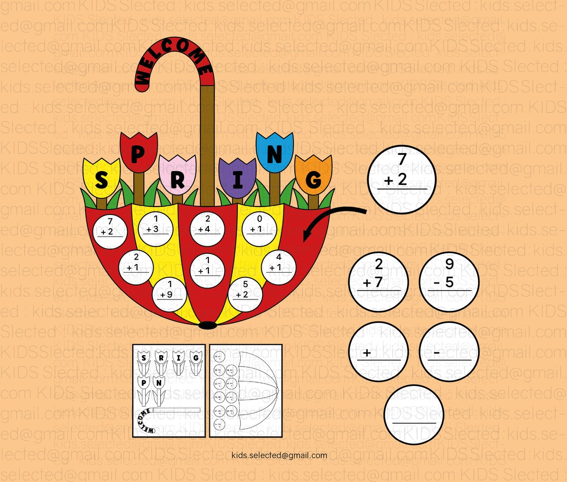 Spring Math Craft Bulletin Board Addition Subtraction Worksheets ...