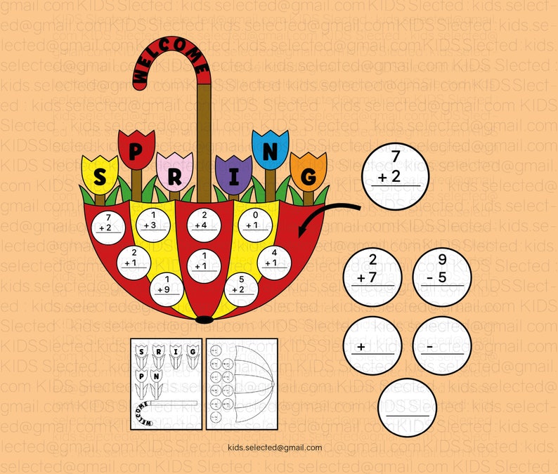Spring Math Craft Bulletin Board Addition Subtraction Worksheets ...