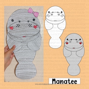 Manatee Craft Cut and Paste Project Animal Bulletin Board Coloring ...