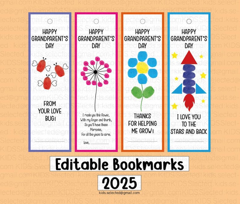 Grandparents Day Craft Fingerprint Bookmarks Art Keepsake Writing ...