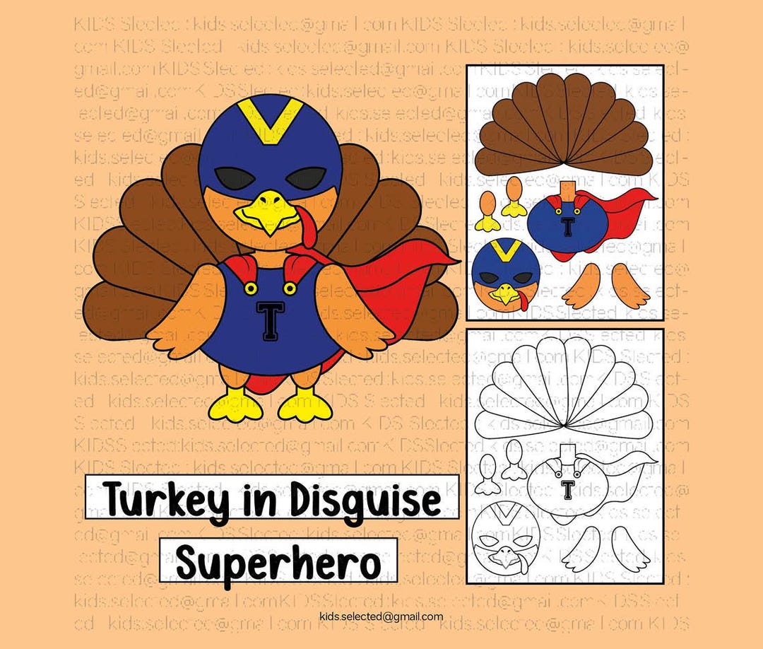 Turkey in Disguise Superhero Template Thanksgiving Craft Cut and Paste ...