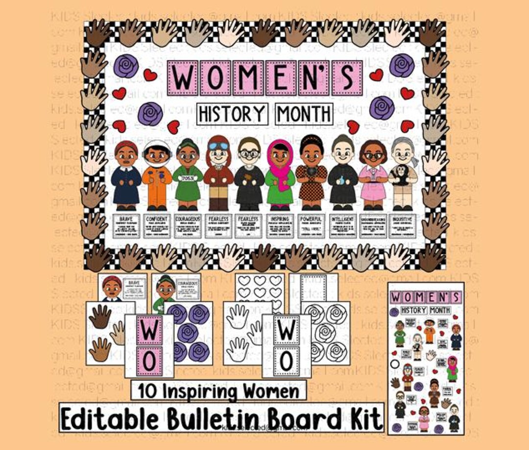 Women's History Month Bulletin Board Kit Editable Door Decorations ...