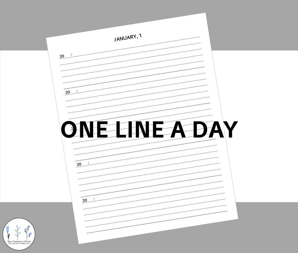 5 Year One Line a Day Journal Printable Pdf 366 Day Five Memory Book ...