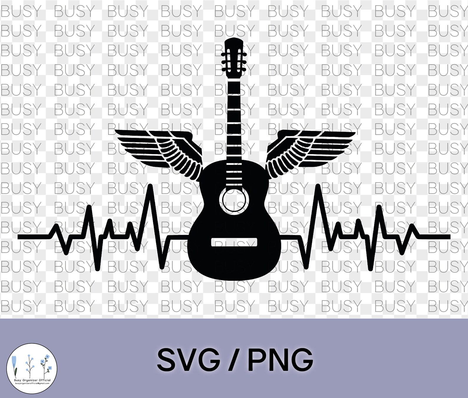 Guitar Heartbeat Svg Clipart PNG Sublimation Design Digital File ...