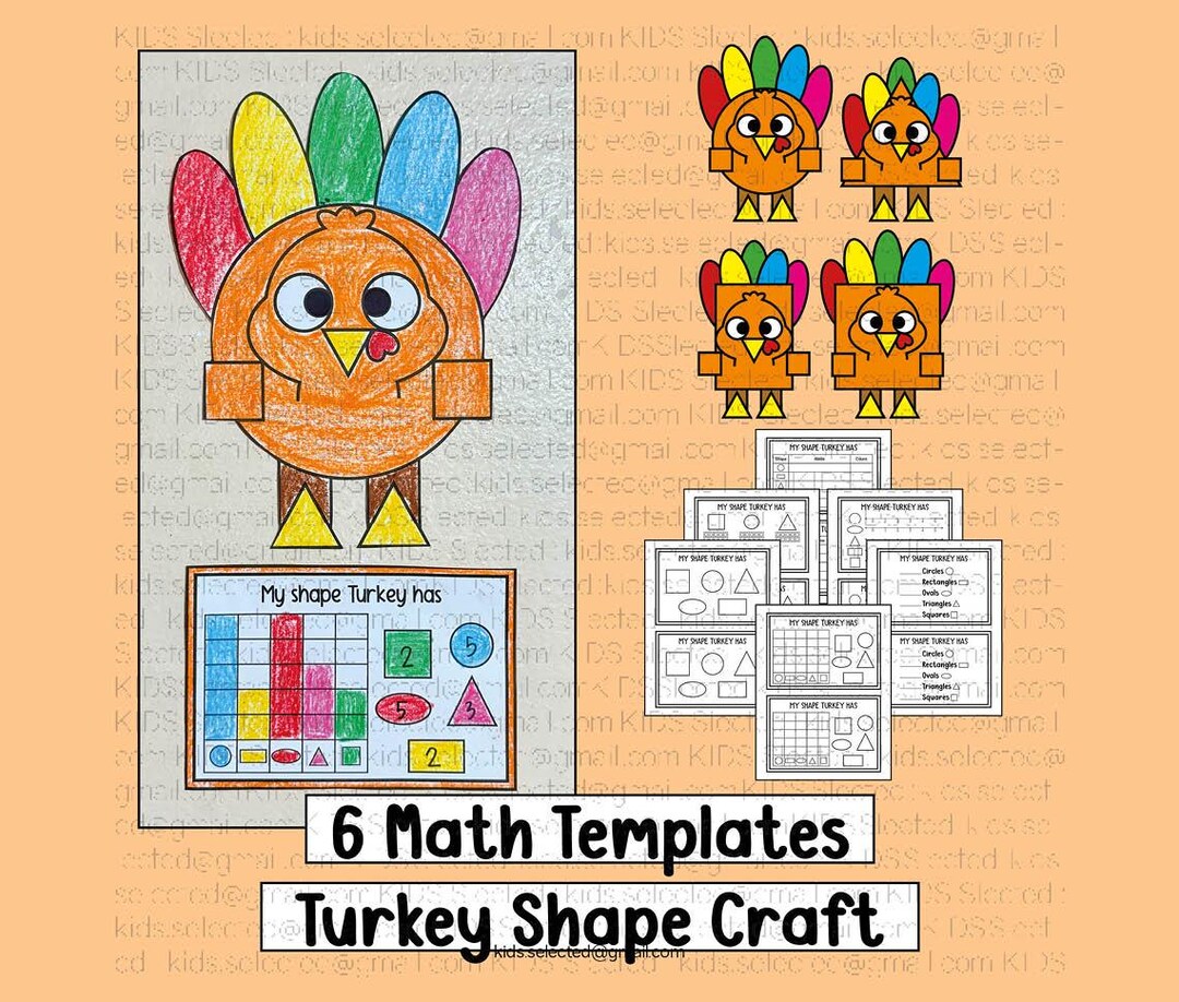 Turkey Shape Craft Thanksgiving Math Counting Activity - Etsy