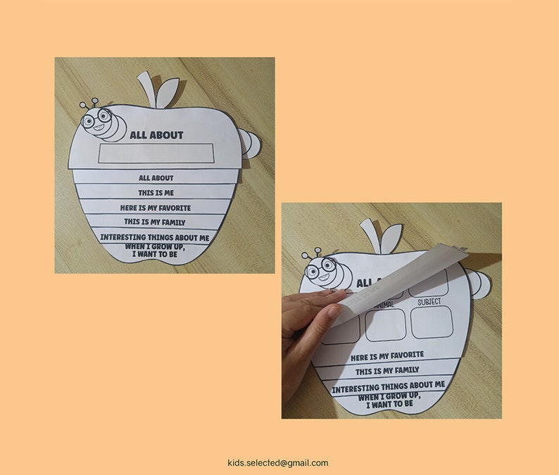 All About Me Printable Apple Flip Book Template Poster First Day of ...