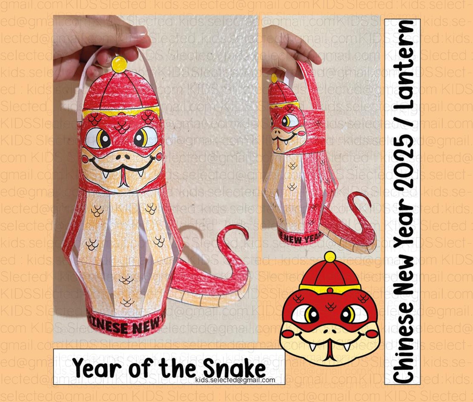 Chinese New Year Lanterns Paper Craft Year of the Snake Lunar New Year ...