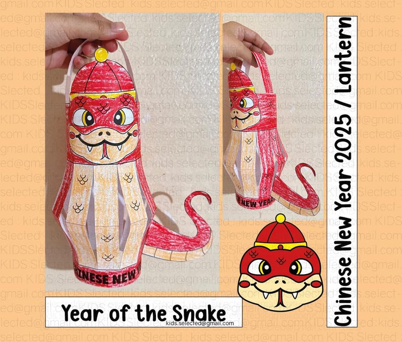 Chinese New Year Lanterns Paper Craft Year of the Snake Lunar New Year ...