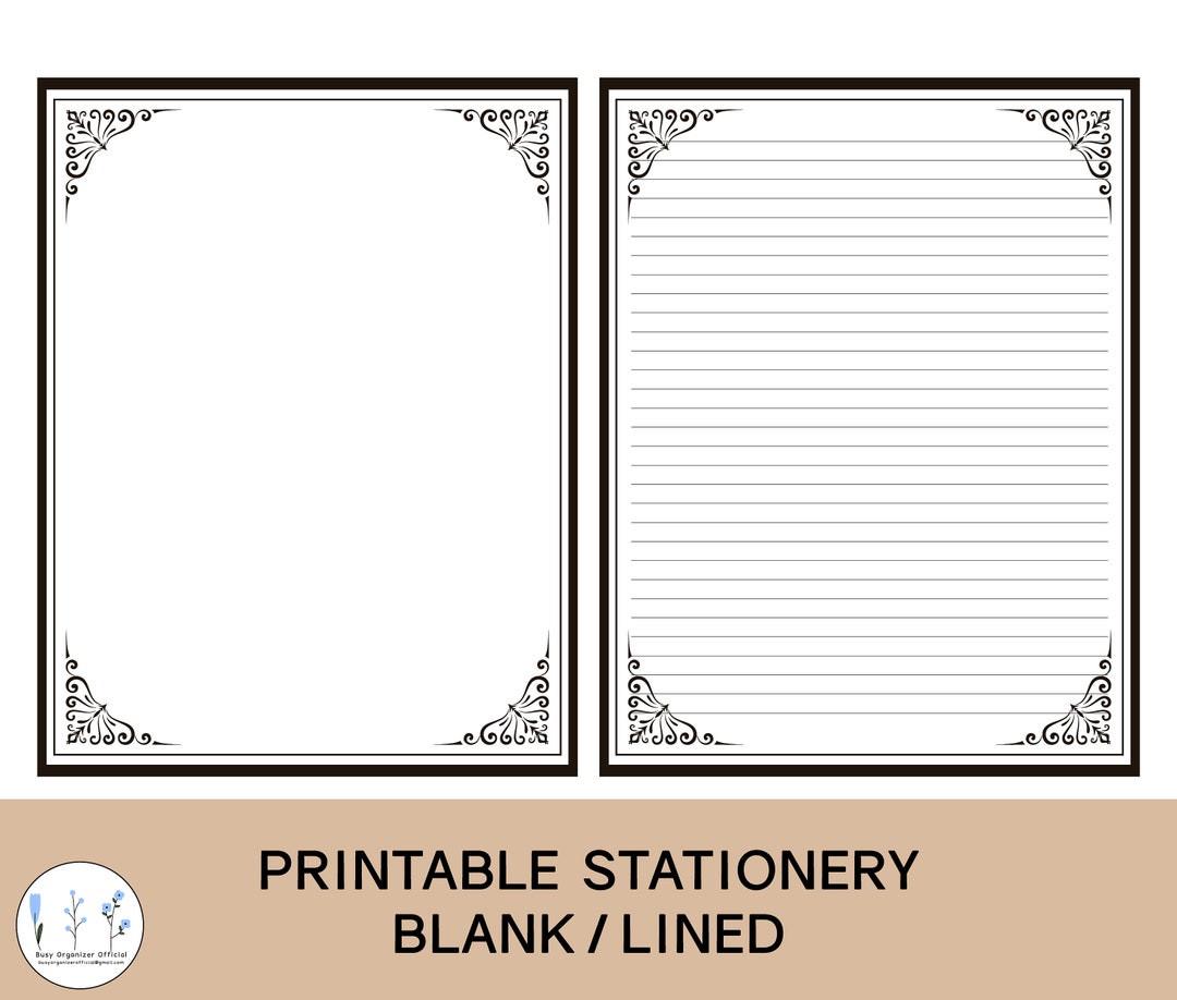 Vintage Stationery Paper Printable Lined Unlined Writing Paper Digital ...