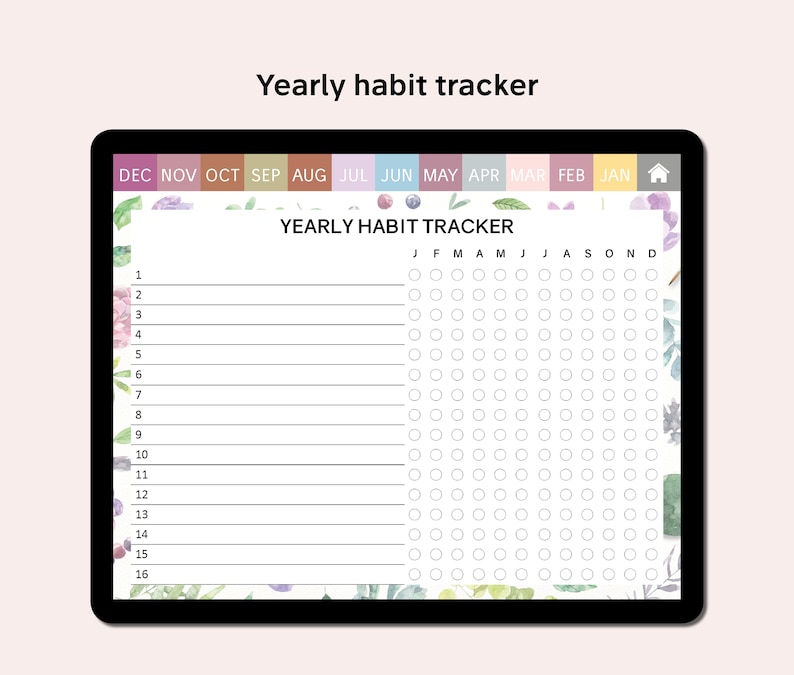 Monthly Habit Tracker Digital Notebook 12 Hyperlinked Tabs for ...