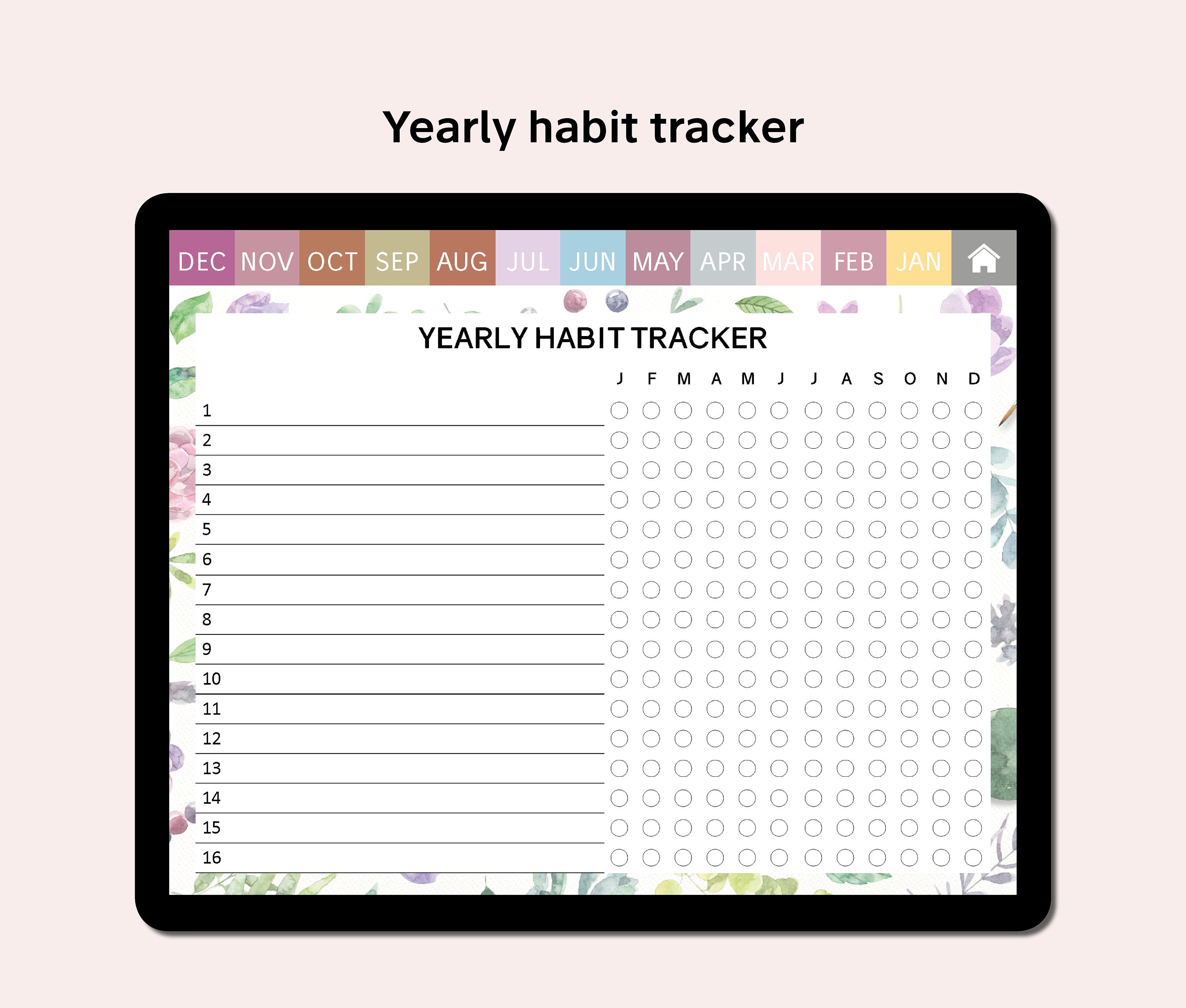 Monthly Habit Tracker Digital Notebook 12 Hyperlinked Tabs for ...
