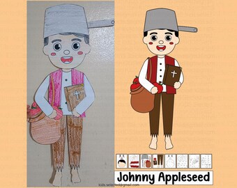 Johnny Appleseed Craft | Apple Activities | Fall Bulletin Board - Etsy