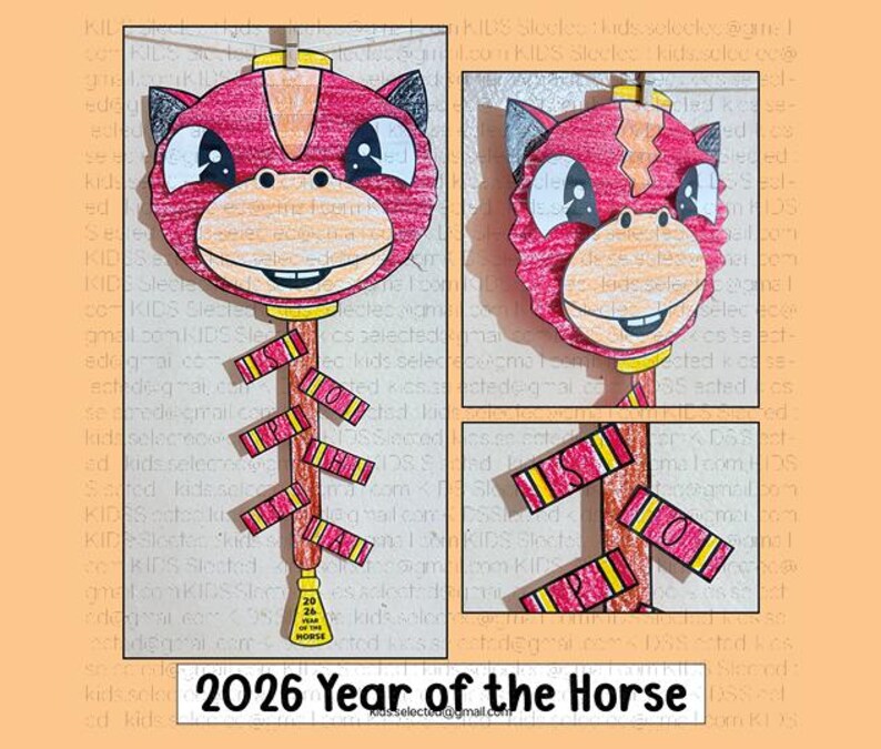 Chinese New Year Lantern Year of the Horse Name Craft Printable - Etsy