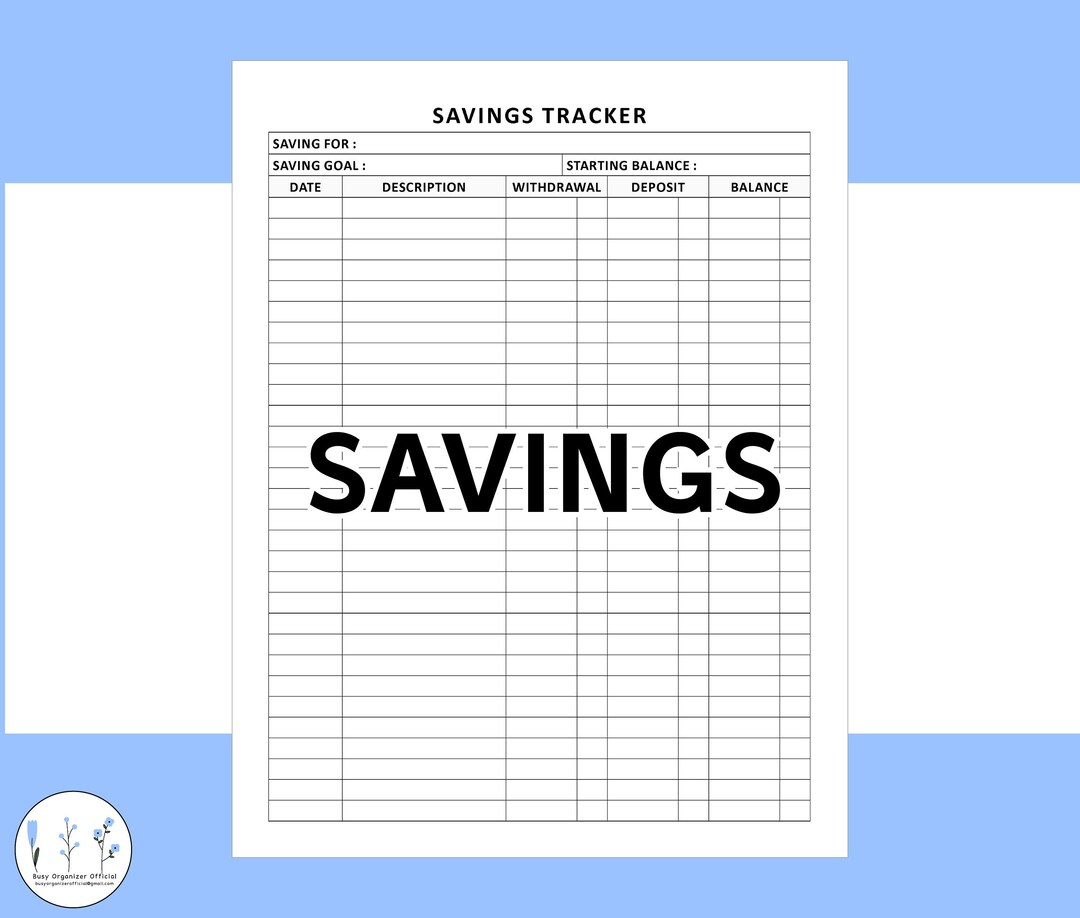 Savings Tracker Printable Finance Planner PDF Instant Download Budget ...