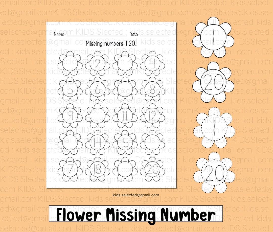 Spring Tracing Pages Number Worksheets Missing Numbers 1-10 1-20 ...