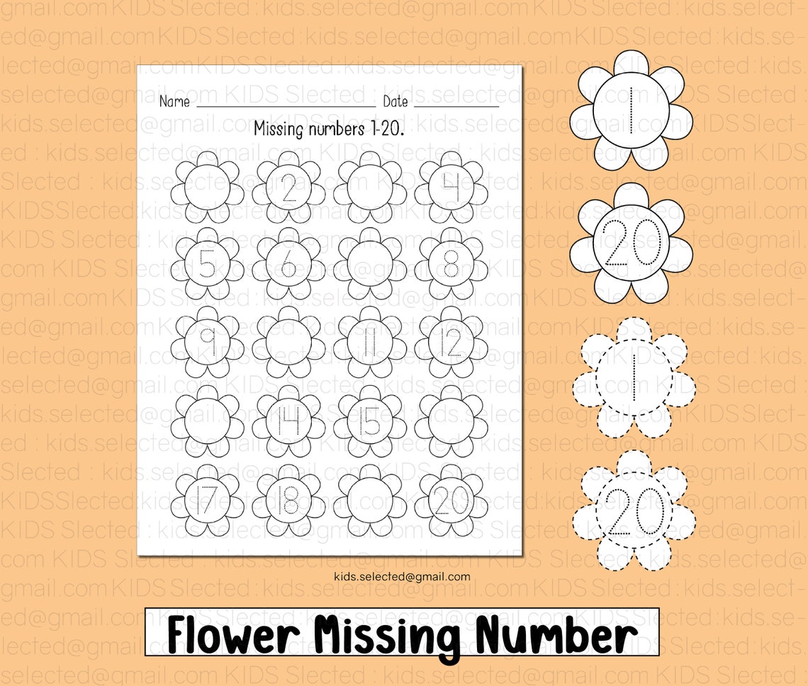 Spring Tracing Pages Number Worksheets Missing Numbers 1-10 1-20 ...