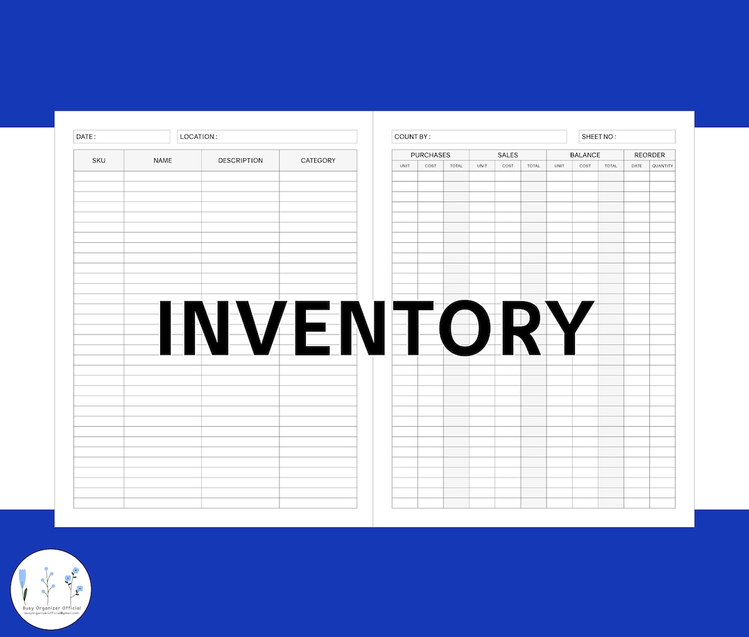 Inventory Tracker Printable Template Online Reseller Inventory Sheets ...