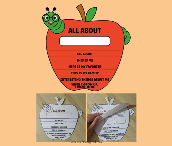 All About Me Printable Apple Flip Book Template Poster First - Etsy