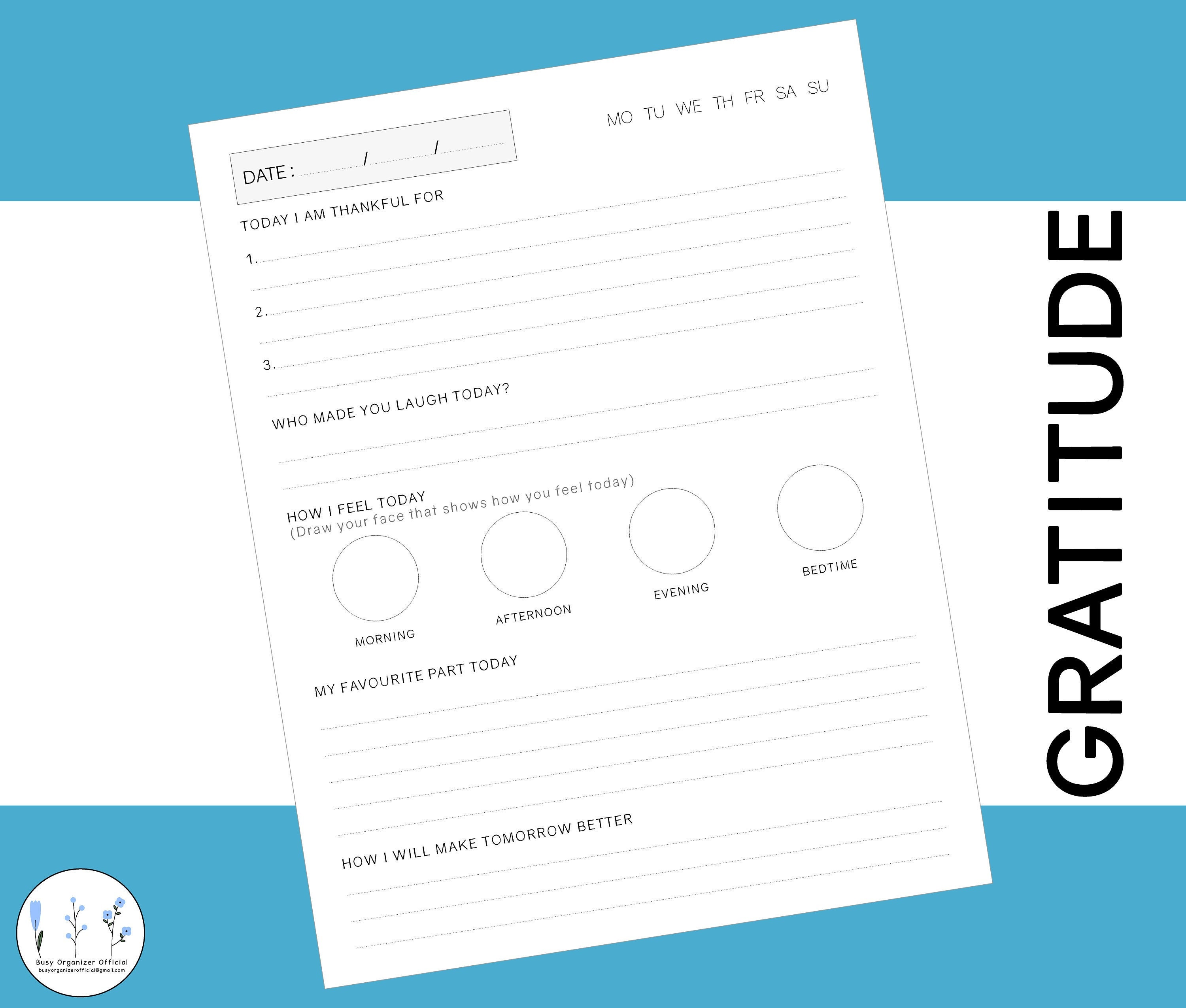 Daily Gratitude Journal for Kids Christian Printable PDF Instant ...