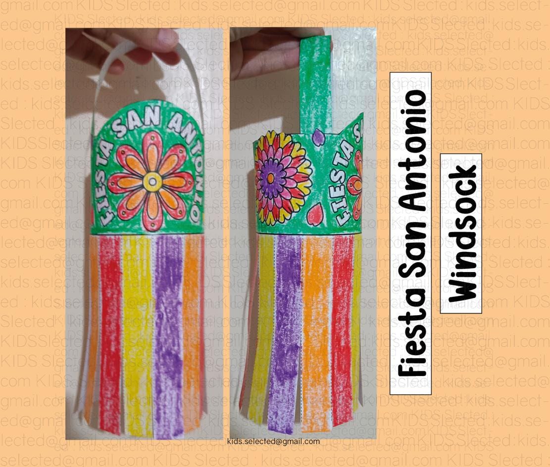 Fiesta San Antonio Craft Windsock Template Texas Activities Art ...
