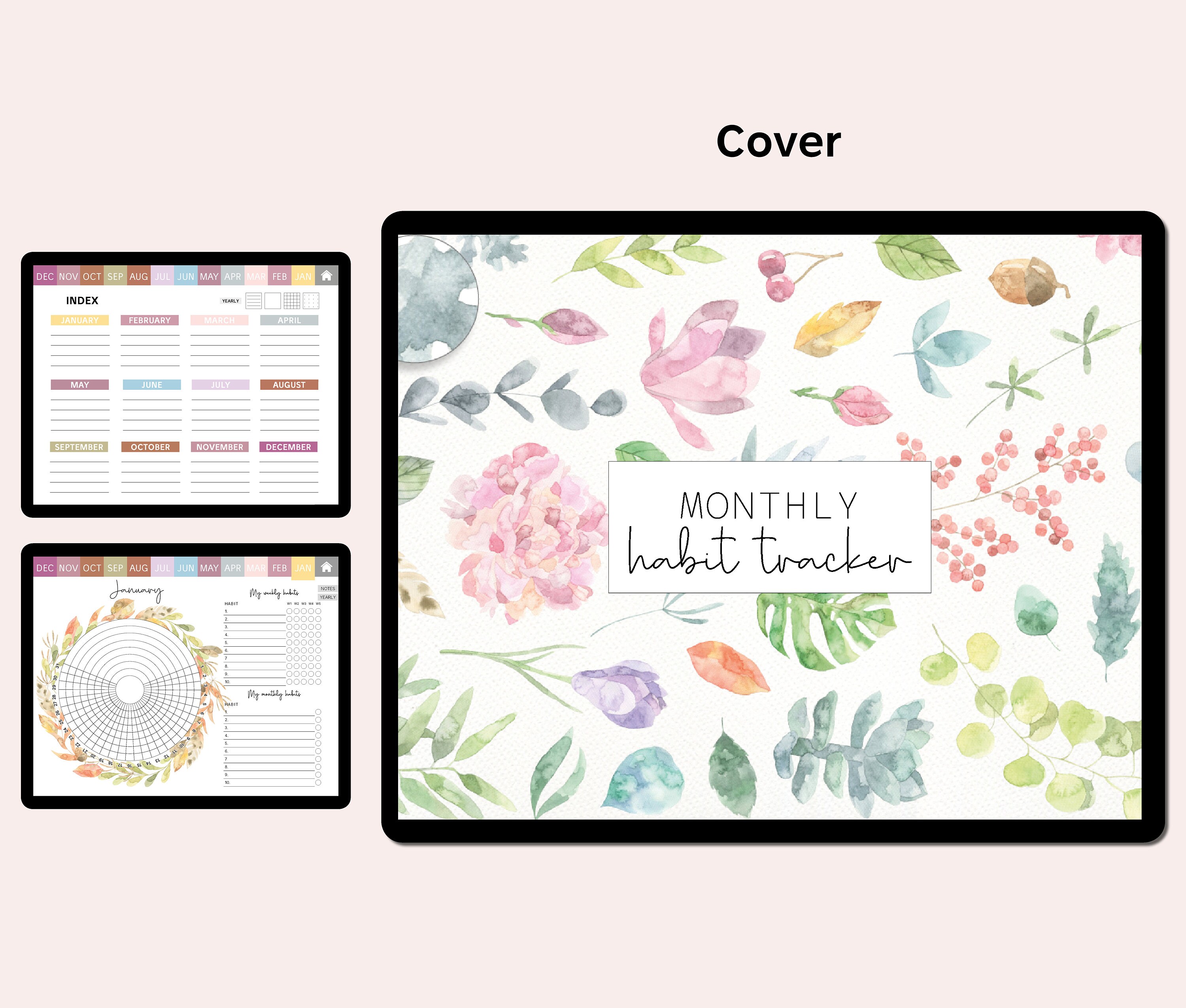 Monthly Habit Tracker Digital Notebook 12 Hyperlinked Tabs for ...