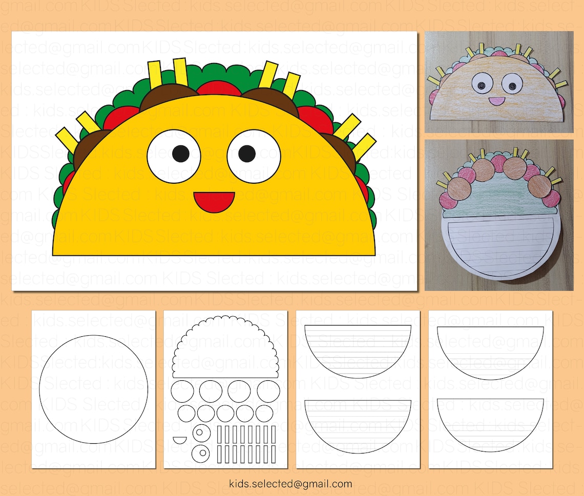 Taco Craft Cut and Paste Activities Paper Template Cinco De Mayo ...