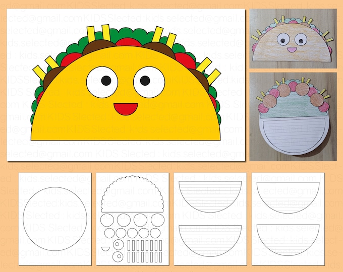 Taco Paper Craft Kit Free Coloring Page Included. - Etsy