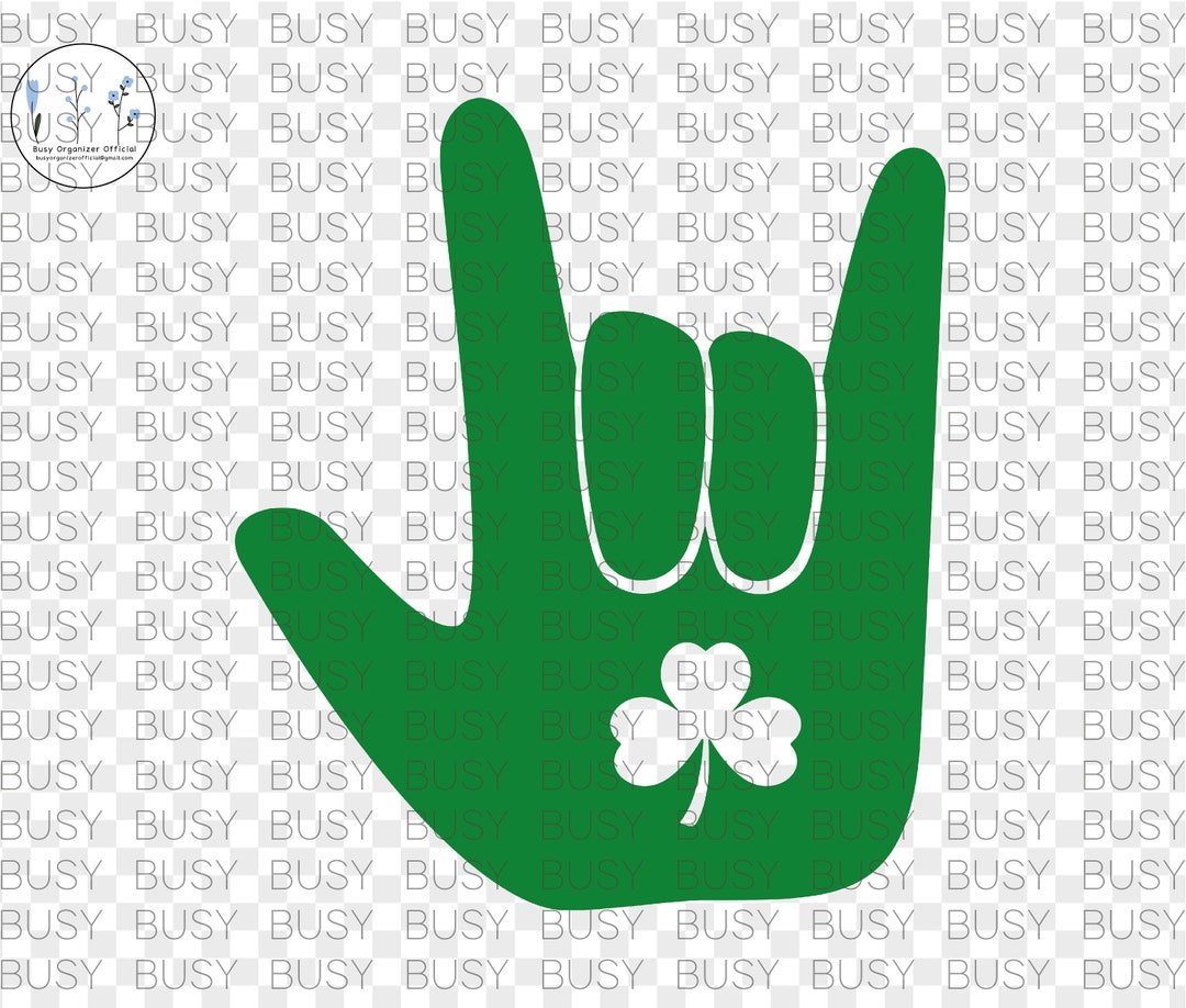 St Patricks Day ASL Love Svg Png Shamrock Hand Sign Language Clipart ...