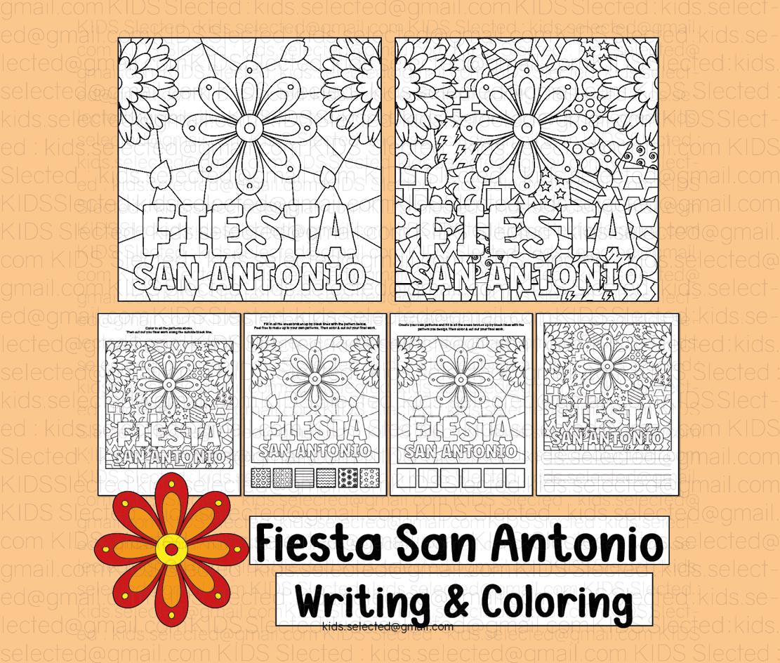 Fiesta San Antonio Coloring Pages Pop Art Activities Printable for Kids ...