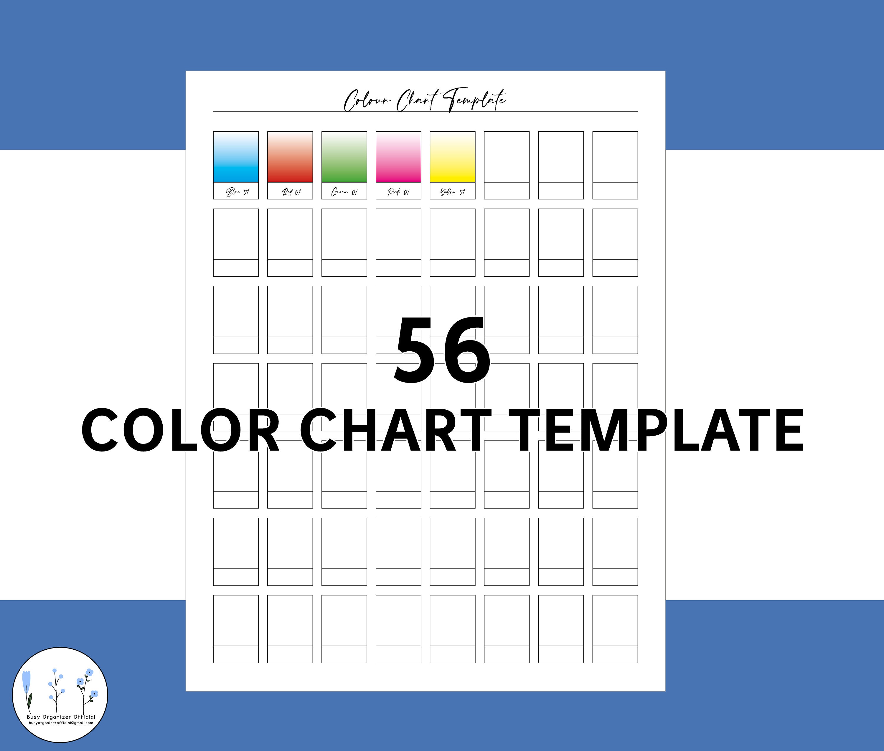 56 Pencil Colour Chart Template Printable Watercolor Palette Color ...