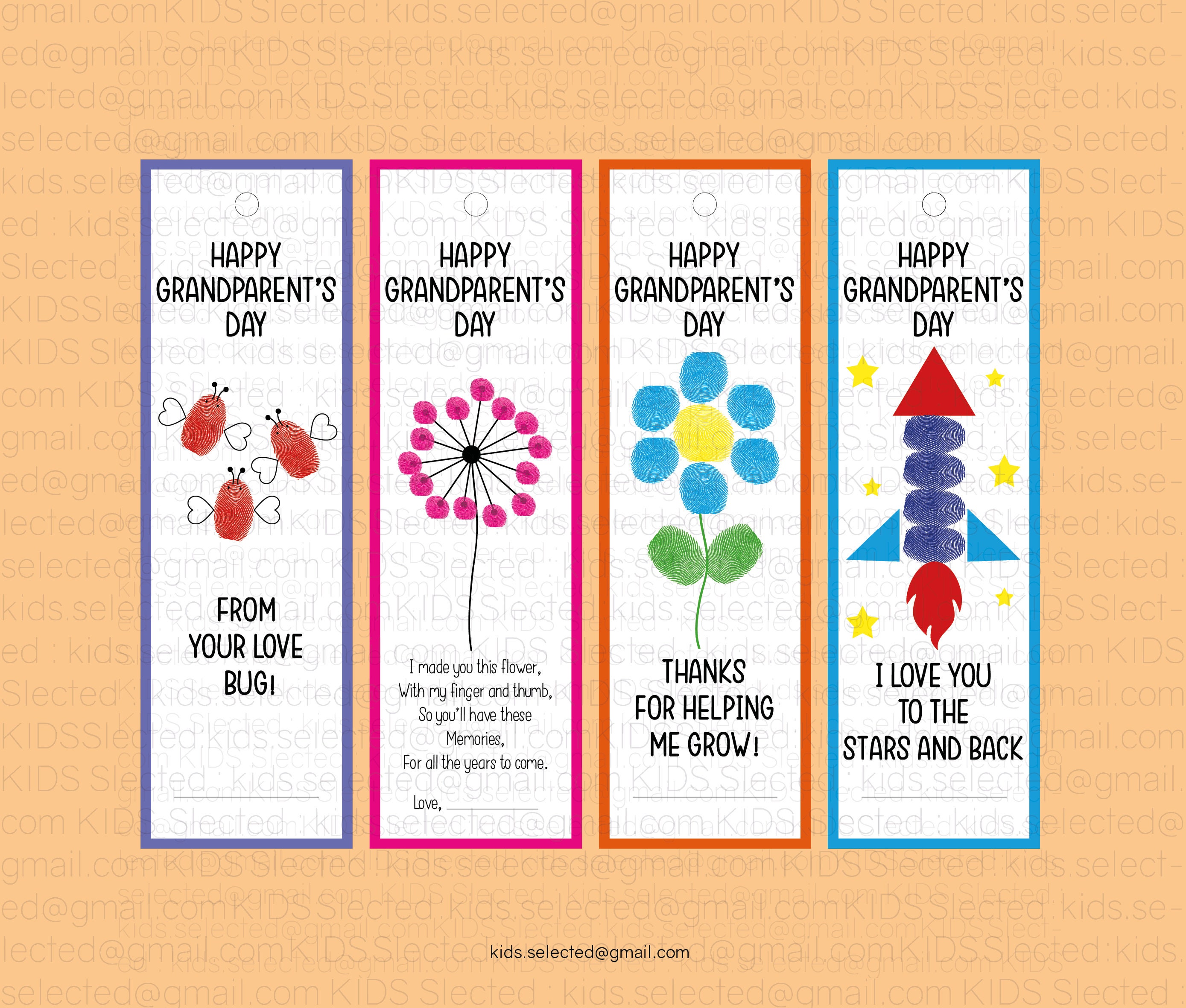 Grandparents Day Craft Fingerprint Bookmarks Art Keepsake Writing ...