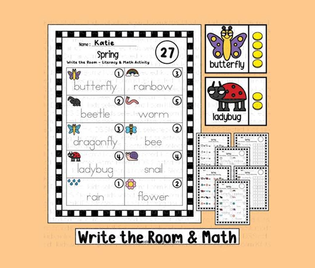 Spring Write the Room Bugs and Insect Counting Math and Literacy ...